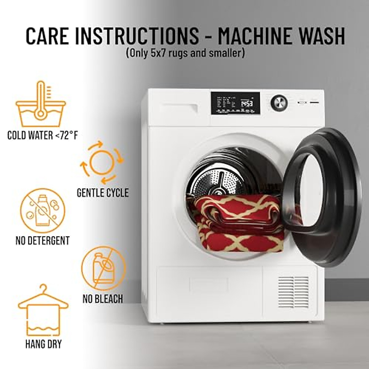 Machine Washable Trellis Design Non-Slip Rubberback 3x5 Traditional Area Rug for Living Room, Bedroom, Kitchen, 3'3 x 4'11", Red