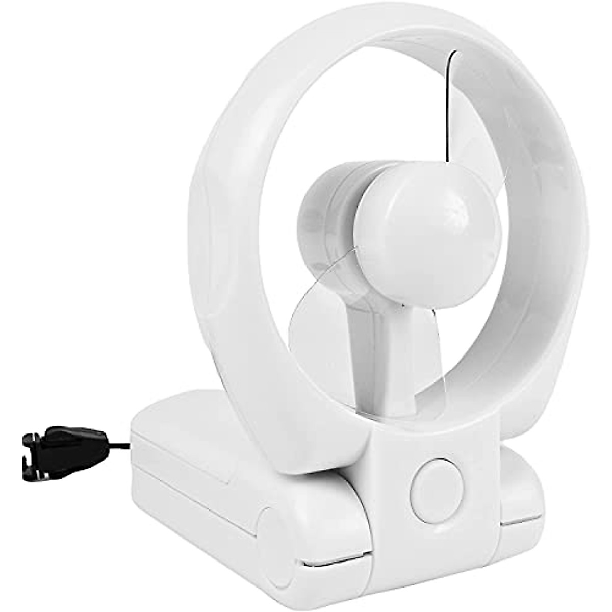 Mini Air cooling fold fan .3 speed control travel mini size hanging on the neck white