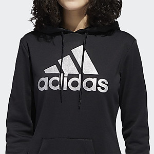 adidas womens Game & Go Pullover Hoodie Black/Metallic Silver X-Small