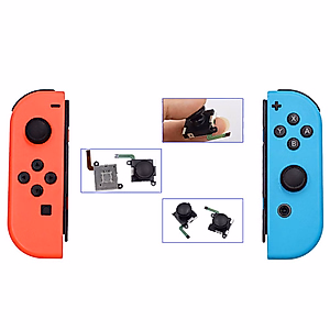 Vanjunn Joycon Repair Tool Kit for Nintendo Switch OLED and Switch 2017, Replacement Thumb Joystick with Latches and Screwdrivers Kit,4 Analog 3D Thumb Sticks and Thumbstick Caps