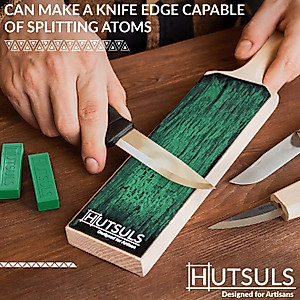Hutsuls Knife Stropping Compound with Case - (2-Pack, Total 5 Oz) Get Razor-Sharp Edges with Knife Polishing Compound, Green Buffing Compound Bars are Easy to Use with Leather Strop Compound Guide