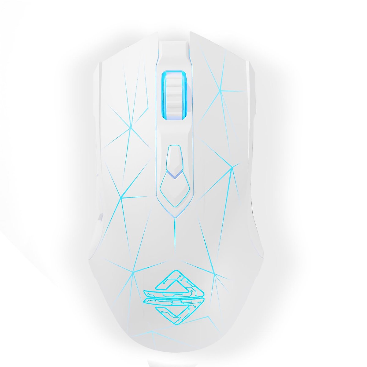 AJ52PRO Wired Wireless Bluetooth Gaming Mouse with RGB LED Backlight Adjustable 10000DPI Ergonomic 7 Programmable Button Rechargeable 800mAh Battery 2.4Ghz USB Receiver for PC Mac PS4 Gamer(StarWhite)