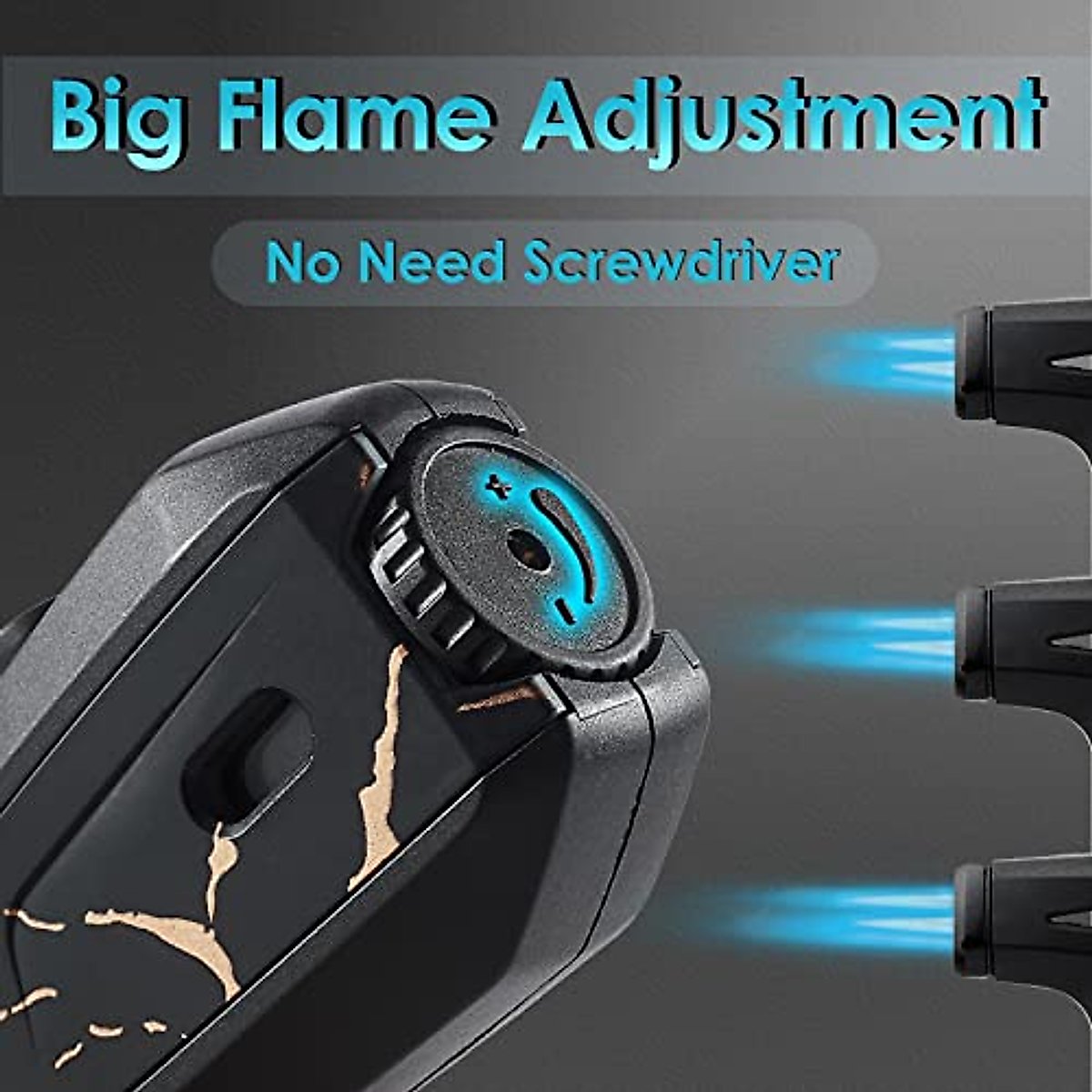 2 Pack Torch Lighter, Zoocura Triple 3 Jet Flame Butane Lighters Refillable Torch Lighters Adjustable Gas Lighter With Safety Lock Windproof Lighters Gift for Men BBQ Grill Camping (Fuel Not Included)