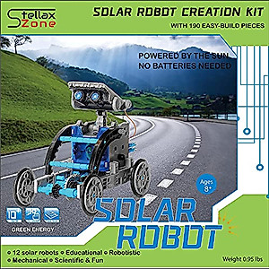STELLAX ZONE 12 in 1 Solar Robot Kit, Building Robots for Kids 8-12 Year Olds Boys Girls Gifts, 190 Pcs STEM Education Science Toys Robotics Kits