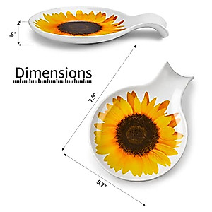 Sunflower Ceramic Spoon Rest- Kitchen Counter Spoon Holder - Stove Top Kitchen Spoon Rest - Cute Ceramic Spoon Rests – Utensil Spoon Holder for Cooking