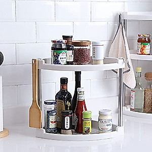 FIZZOQI 2/3 Layers Triangle Kitchen Counter Shelf Storage Organizer Corner Seasoning Standing Storage Rack Plastic Stainless Steel Organizer Shelf Multi-Functional Storage Shelf