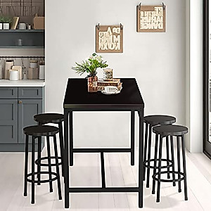 AWQM Counter Height Table with 4 Stools, 5-Piece Pub Table Set for Small Space Kitchen Breakfast Table, Bar Table and Chairs Set, Kitchen Dining Table Set, Space Saving Furniture (Black)