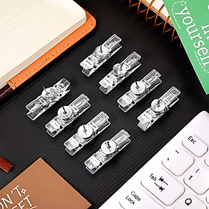 32 Pieces Reusable Push Pin Clips Photo Clips, Mini Transparent Plastic Tacks Thumbtacks Clothespins Decorative Craft Paper Clips for Cork Boards Wall Artworks Notes Photos Craft Accessories, Clear
