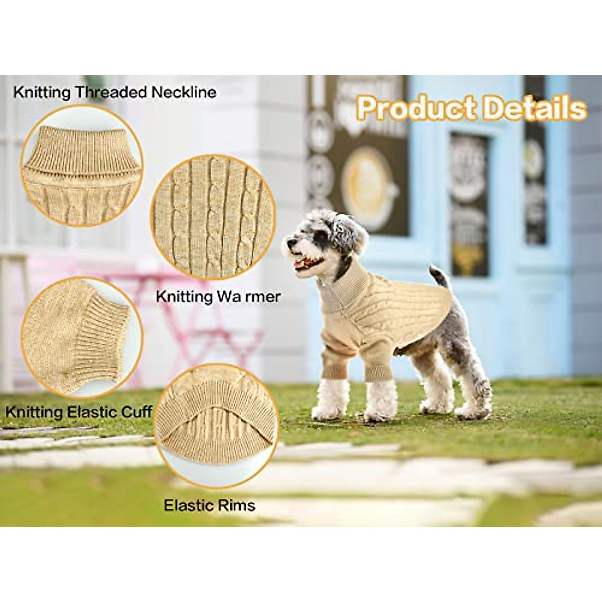 Vehomy Dog Turtleneck Sweater Dog Pullover Sweater for Small Medium Dogs Pet Knitwear Clothes Dog Knitted Sweater Outfit Puppy Dog Cat Warm Shirt Clothes S