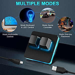 Ecarke Black 2-Key OSU Hot Swap Game Keyboards USB Wired RGB Mechanical Keypad,Autonomous Programming Macro with Software Switches