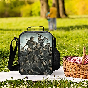 Waterproof Carrying Thermal Lunch Tote The Apocalyptic Walking Horror Drama Dead Lunch Bag lunch Bags Warm Organizer for Outdoors Lunch Box with Adjustable Shoulder Strap