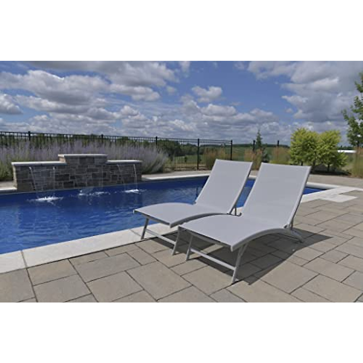 Vivere CWTL2-RP CWTL2 Clearwater 6 Position Aluminum Lounger with Wheel 2pc Set, River Pebble