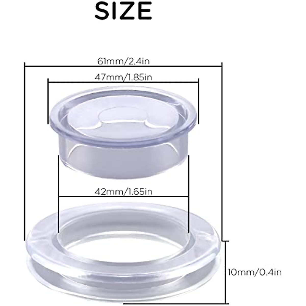 AIEX 2 Inch 2 Set Patio Table Umbrella Hole Ring and Cap Set Silicone Transparent Including 2 Rings and 2 Stoppers