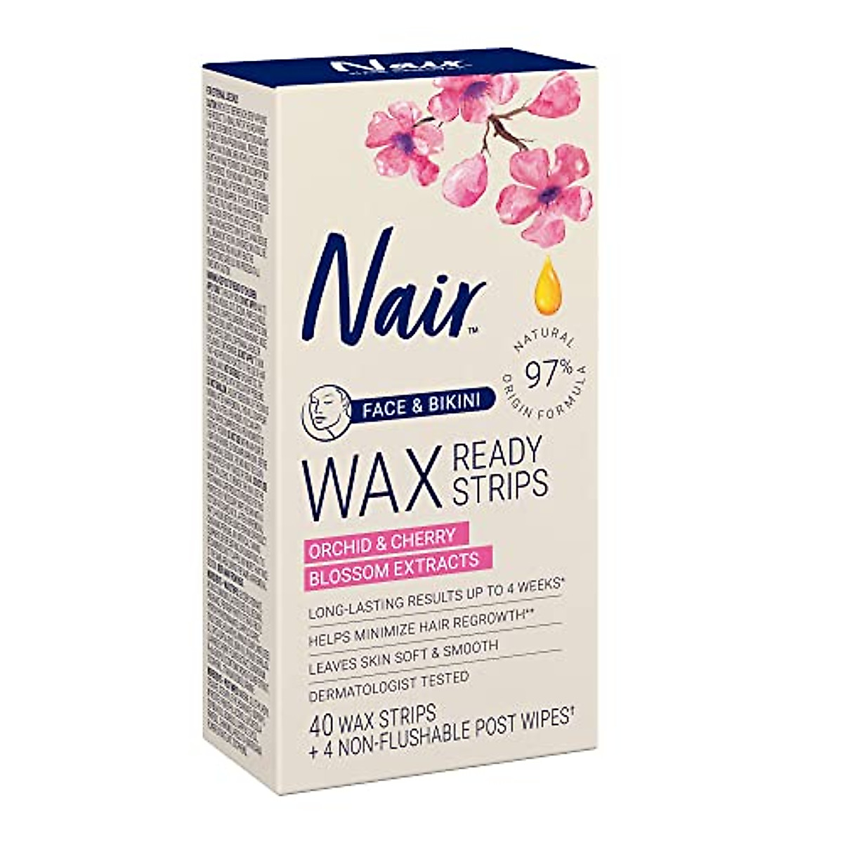 Nair Hair Remover Wax Ready-Strips for Face & Bikini, 40 CT