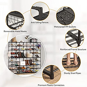 Tribesigns Large Shoe Rack Organizer Closet for Entryway Bedroom Hallway, 9 Tier 72 Pair Heavy Duty Shoes Shelf Storage with Side Metal Hook, Black