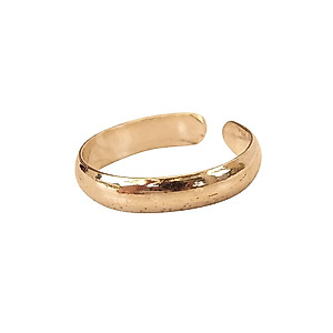 Handmade Gold Plain Band Adjustable Toe Ring, Yellow Gold Plated over Sterling Silver, Classic Dainty Open Toe, Pinky or Knuckle Rings for Women, By MiYa Jewelry Creations