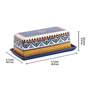 Bico Havana Ceramic Butter Dish with Lid, Butter Keeper for Counter, Kitchen, Dishwasher Safe