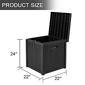 Omelaza 51 Gallon Outdoor Deck Storage Box, Resin Multi-purpose Storage Bins with Lid, Indoor/Outdoor Storage Container, Ideal for Patio Furniture, Pool Accessories, Toys, Gardening Tools - Black