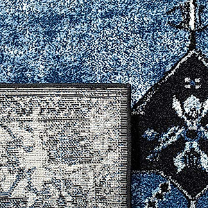SAFAVIEH Vintage Hamadan Collection 8' x 10' Blue/Grey VTH217M Oriental Traditional Persian Non-Shedding Living Room Bedroom Dining Home Office Area Rug