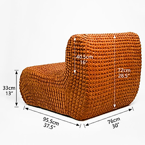 N&V Single Seated Foam Sofa, Armless Floor Sofa, One Piece High Density Foam, Removable and Machine Washable Cover, Caramel