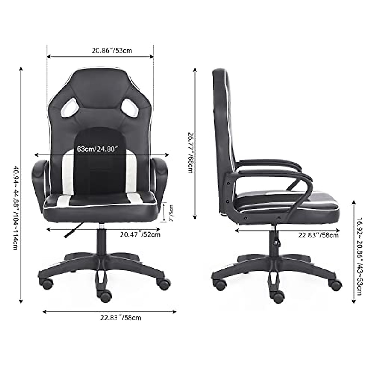 Executive Office Chair with Arms, Mid-Back Desk Chair Black PU Leather Ergonomics Office Task Chair Adjustable Swivel