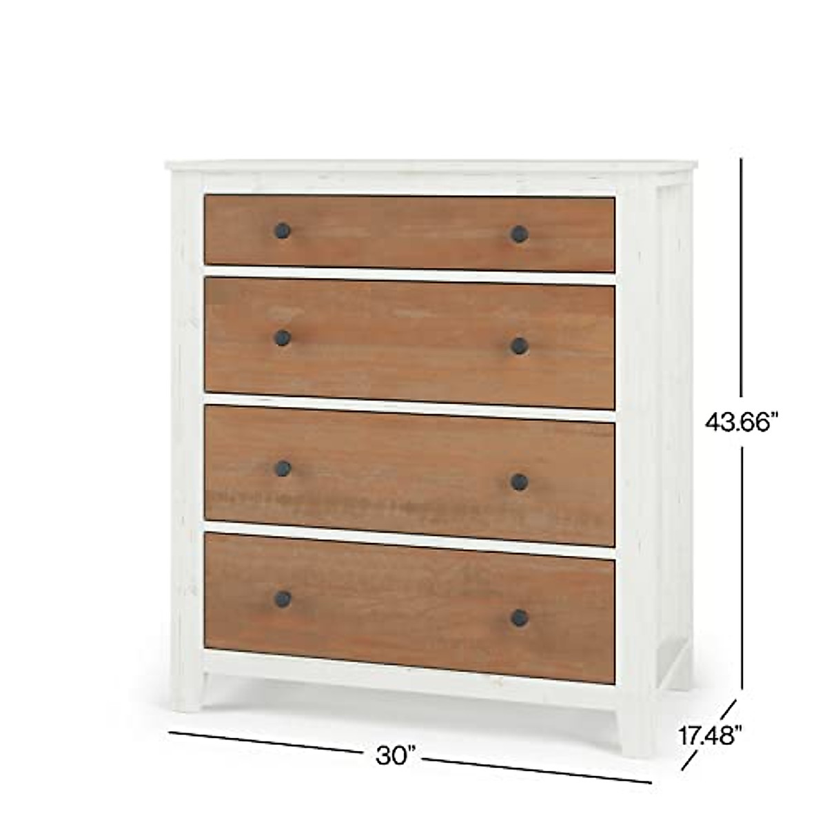 Child Craft Ocean Grove 4 Drawer Chest, Anti-Tip Kit, Extra-Large Storage Dresser for Baby Nursery, Kid’s Room and Bedroom (White/Brown)