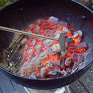 OLIGAI Charcoal Rake for Grill,Ash Rake for Kamado Joe and Other Charcoal Grills,Big Green Egg Accessories,32" Inch Stainless Steel Ash Poker Cleaning Tool,Tool to Push the Charcoal Fire in the Oven