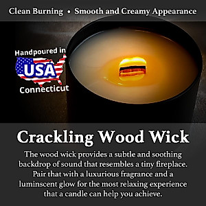 Holzer Custom Candles, Personalized Gifts, Wood Wick Scented/Unscented Custom Candle | Coconut Soy Wax | Handmade in CT USA by Holzer Handcrafted | 6oz in Black Tin Customized Label