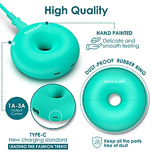 Travel Power Strip Surge Protector with USB, Portable Charging Station Extension Cord, Compact USB C Power Strip for Travel, Hotels, Home & Office (Green)