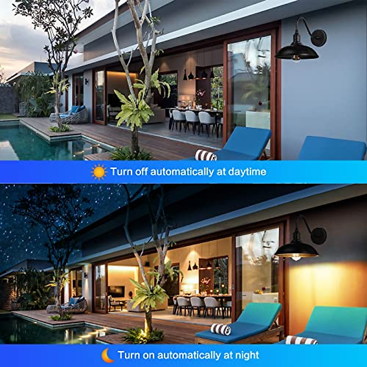 Naurham Dusk to Dawn Exterior Farmhouse Lighting Barn Light Fixture for House with Anti-ponding Bottom, Outdoor Barn Light Gooseneck Lighting for Garage Patio Porch (10.9" Diameter, 1 PC)