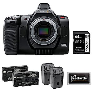 Blackmagic Design Pocket Cinema Camera 6K G2 Bundle with Lexar 64GB Pro SDXC Card and Watson NP-F550 Batteries with Chargers (2-Pack)