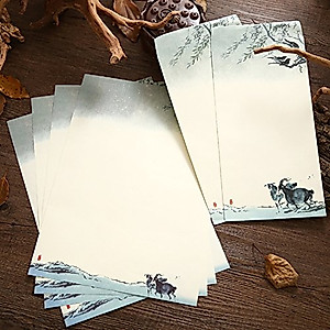 SCStyle 16 Cute Retro Envelopes 8.46 x 4.33 Inches 32 Lovely Kawaii Special Design Chinese Style Stationery Writing Letter Paper 10.2 x 7.3 Inches,Stationary Paper and Envelopes Set