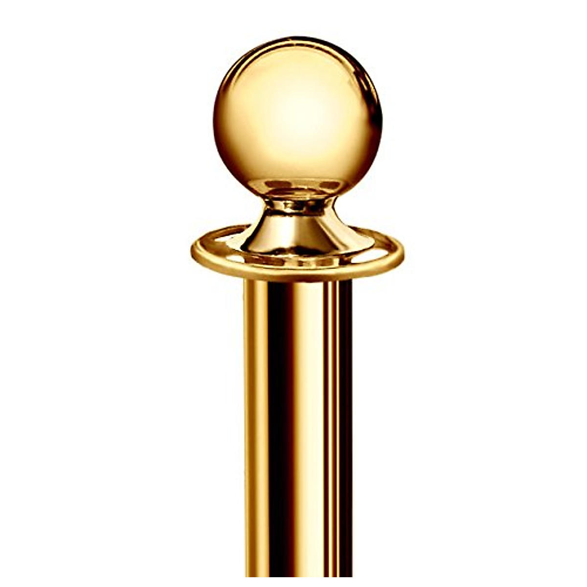 New Star Foodservice 54736 Round Top Brass Plated Stanchions, Set of 2 Posts with 1 of 79.5-Inch Red Velvet Rope