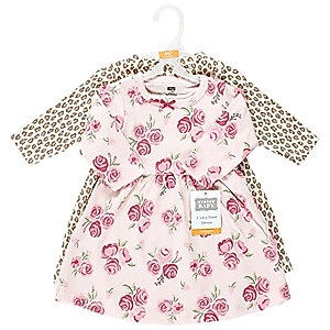 Hudson Baby Infant and Toddler Girl Cotton Dresses, Blush Rose Leopard, 18-24 Months