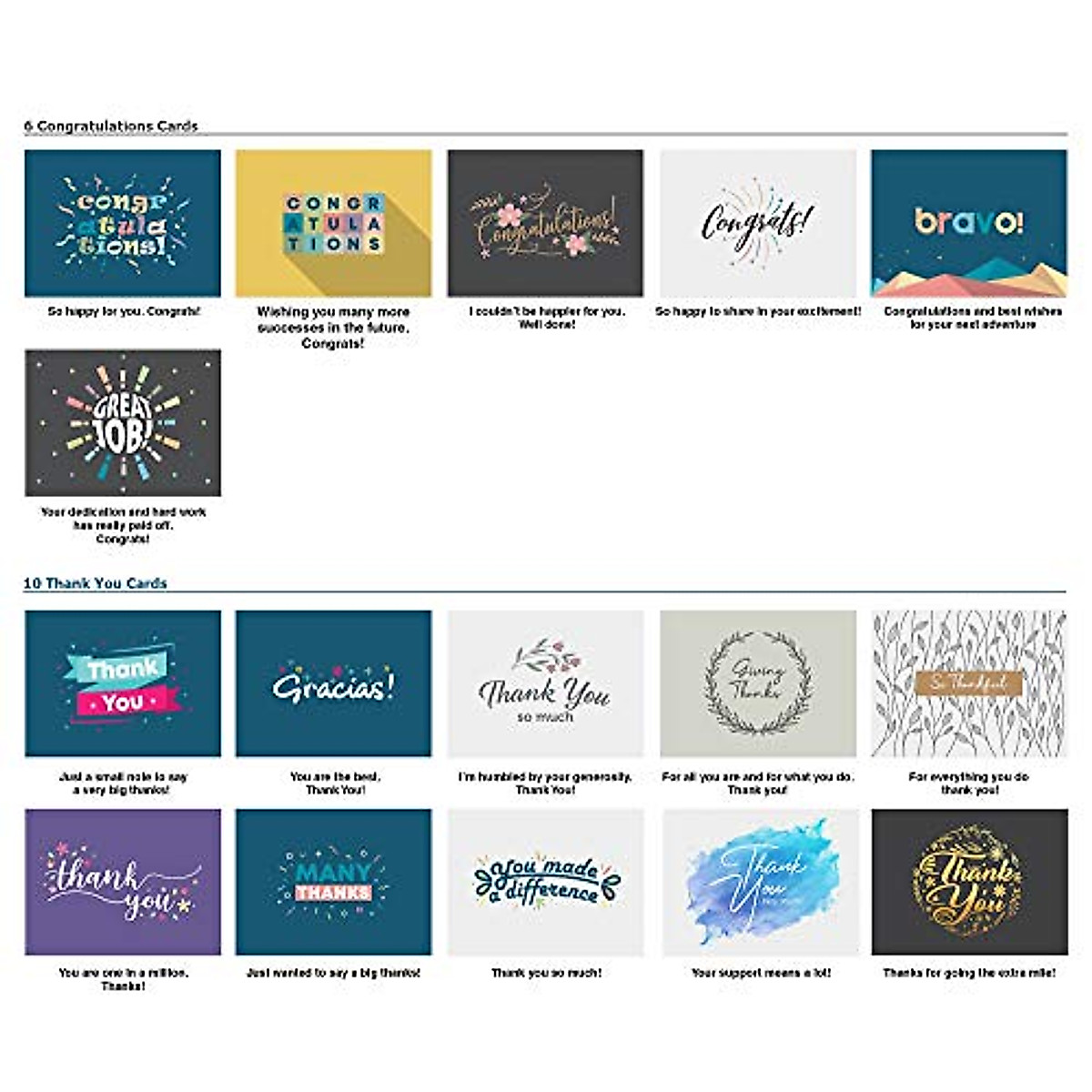 Dessie 60 Unique Large Greeting Cards Assortment with Envelopes and Seals.- Amazing Assorted Cards for All Occasions w/Greetings Inside, Card Organizer.