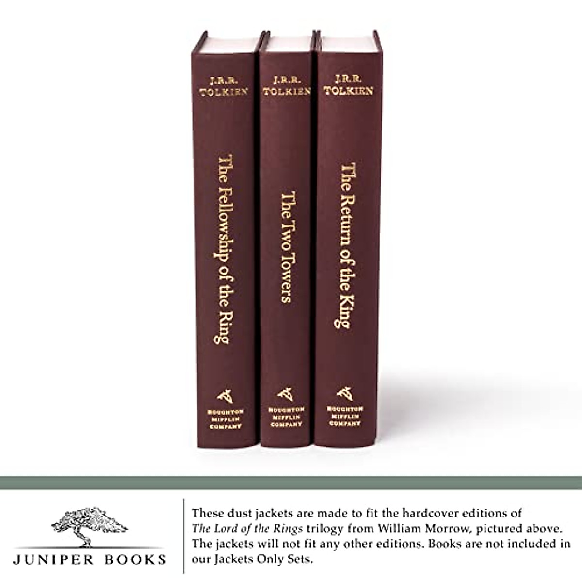 Juniper Books Lord of The Rings DUST Jackets ONLY in Black | Custom Designed Dust Jackets for Your 3-Volume Hardcover LOTR Book Set Published by Houghton Mifflin Harcourt | Books NOT Included