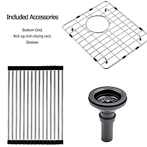 20x17 Inch Black Stainless Steel Undermount Kitchen Bar Sink, Luckyhorse 16 Gauge Deep Matte Black Stainless Steel Undermount Small Kitchen Sink LH016S