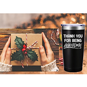 AMZUShome Thank You for Being Awesome Travel Mug Tumbler.Thank You Gifts,Inspirational Appreciation Graduation Christmas Birthday Gifts for Men Women Boss Coworker Friends(20oz Black)