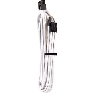 CORSAIR Premium Individually Sleeved PCIe (Single Connector) Cables – White, 2 Yr Warranty, for Corsair PSUs