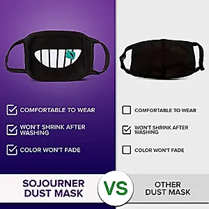 SoJourner Bags Black Face Mouth Mask - Cotton Face Covering (10 Pack) - Face Mask Resuable, Washable, Breathable, Adjustable - Adult and Child Size | Rave EDM Halloween Masks