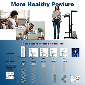 Zytty Portable Standing Desk, Small Standing Desk with Wheels Standing Laptop Desk Mobile Standing Desk for Home Office Adjustable Standing Desk, Stand Up Computer Desk Rolling Laptop Cart, Black