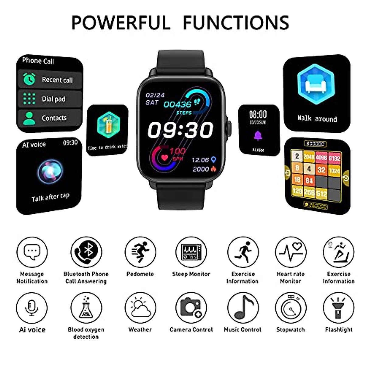 Smart Watch (Answer/Make Call), 1.7" Smartwatch Fitness Tracker for Android and iOS Phones with Heart Rate Sleep Tracking, 28 Sport Modes, Blood Oxygen, Ai Voice Control,Fitness Watch for Women Men