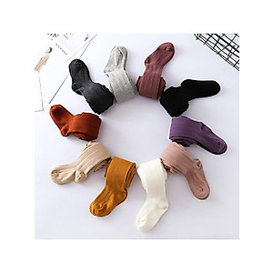 Century Star Baby tights Toddler tights Knit Cotton Stockings Tights for girls Newborn Pants Thick Toddlers Girl Leggings 5 Pairs Black White Turmeric Pink Purple 4-5T