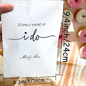 Tyndallrays 48Pcs Donut Mind If I Do Wedding Favor Bags,Donut Favor Goody Snack Treat Grease Resistant Bags for Engagement Wedding Bridal Shower Party Decorations Supplies