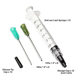 BSTEAN Syringe Blunt Tip Needles Caps Refilling and Measuring Liquids, Adhesives, Oil or Glue Applicator (3ml)