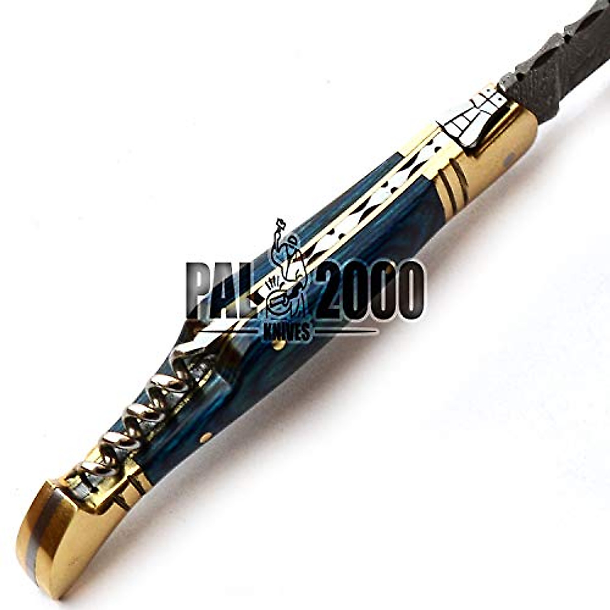 POC-9798 Handmade Damascus Folding Pocket Knife With Leather Sheath