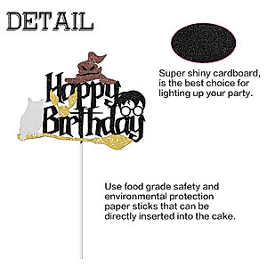 ShuanQ Harry Happy Birthday Cake Topper Magic Themed Cake Decor for Kids Boys Girls Birthday Party Decoration Welcome Baby Muggle Baby Shower Party Supplies