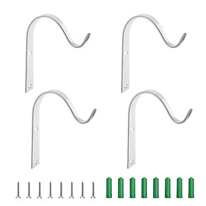 MOROBOR Iron Wall Hook, 4pcs 3" White Classical Lantern Wall Hanger Bracket Decorative Heavy-Duty Metal Flower Basket Hook for Hanging Ornaments, Plants Indoor Outdoor