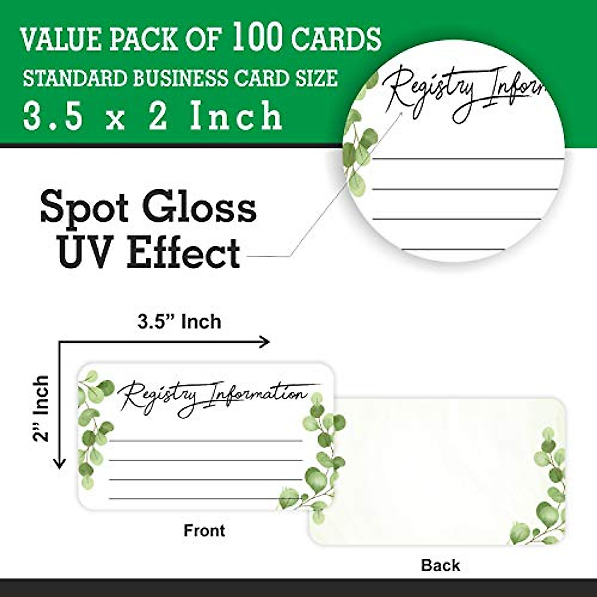 PARTH iMPEX Registry Information Cards - (Pack of 100) 3.5" x 2" Invitation Insert for Bridal Wedding Baby Shower