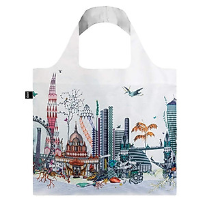 LOQI Kristjana S Williams Interiors Reusable Shopping Bags, (Set of 3), New York, London, Skyline